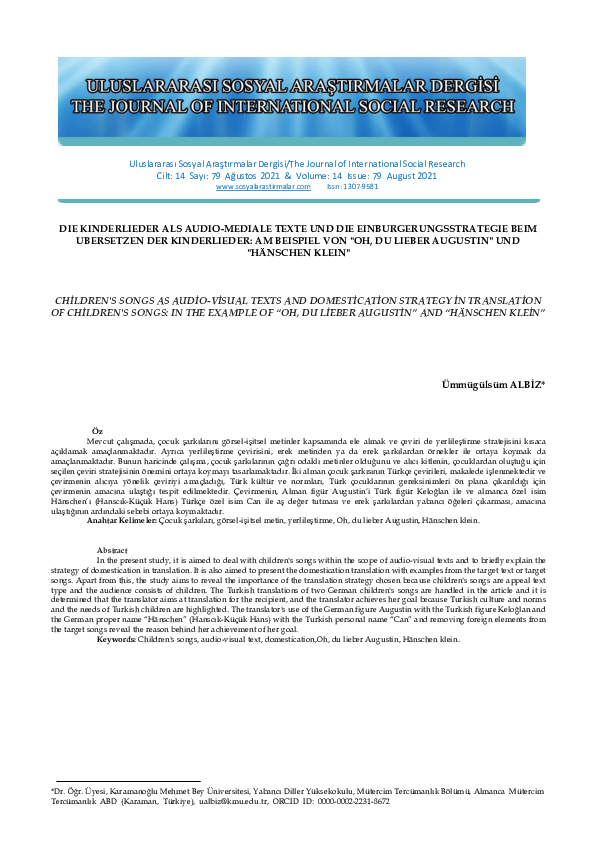 (PDF) Children's Songs as Audio-Visual Texts and Domestication Strategy ...