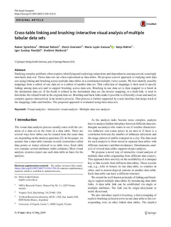 (PDF) Cross-table linking and brushing: interactive visual analysis of ...