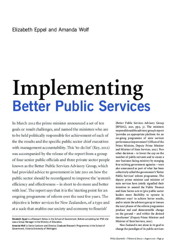 (PDF) Implementing Better Public Services