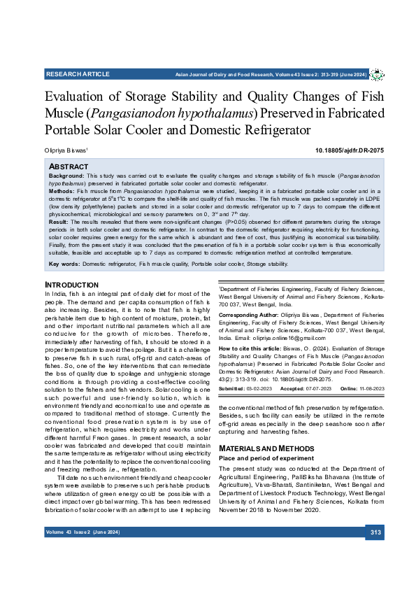 (PDF) Evaluation of Storage Stability and Quality Changes of Fish ...