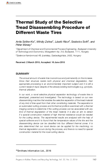 (PDF) Thermal Study of the Selective Tread Disassembling Procedure of ...