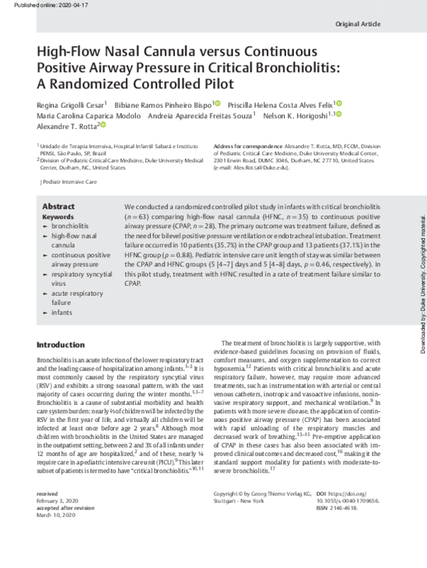 (PDF) High-Flow Nasal Cannula versus Continuous Positive Airway ...