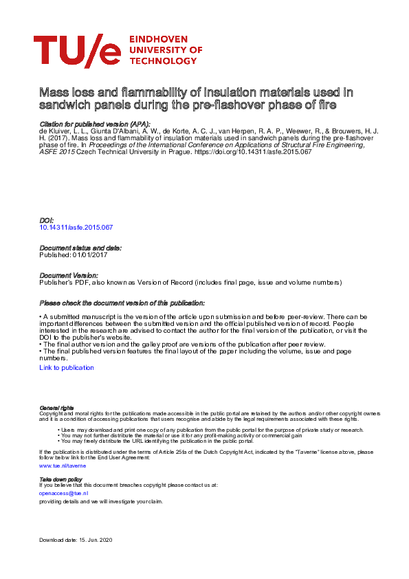 (PDF) Mass Loss and Flammability of Insulation Materials Used in ...