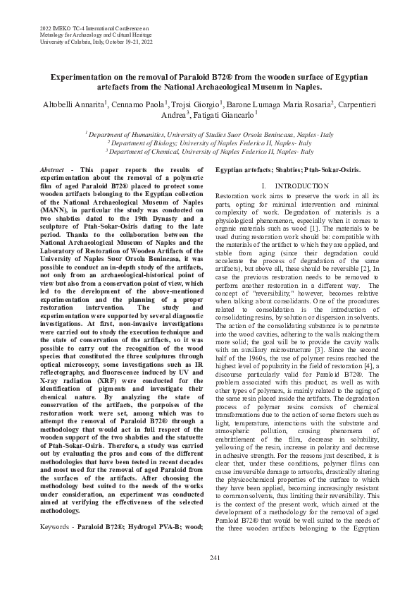 (PDF) Experimentation on the removal of Paraloid B72R from the wooden ...