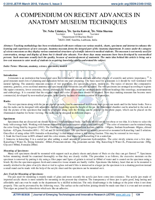 (PDF) A Compendium On Recent Advances In Anatomy Museum Techniques