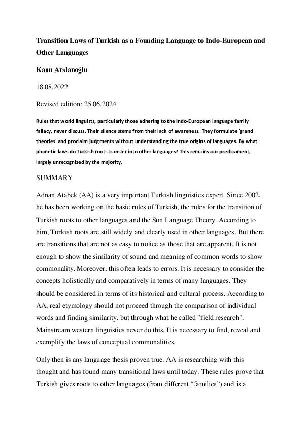 (PDF) Transition Laws of Turkish as a Founding Language to Indo ...