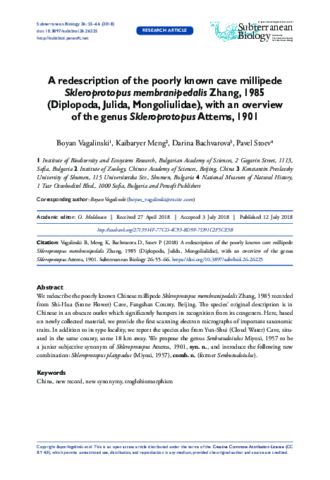 (PDF) A redescription of the poorly known cave millipede Skleroprotopus ...