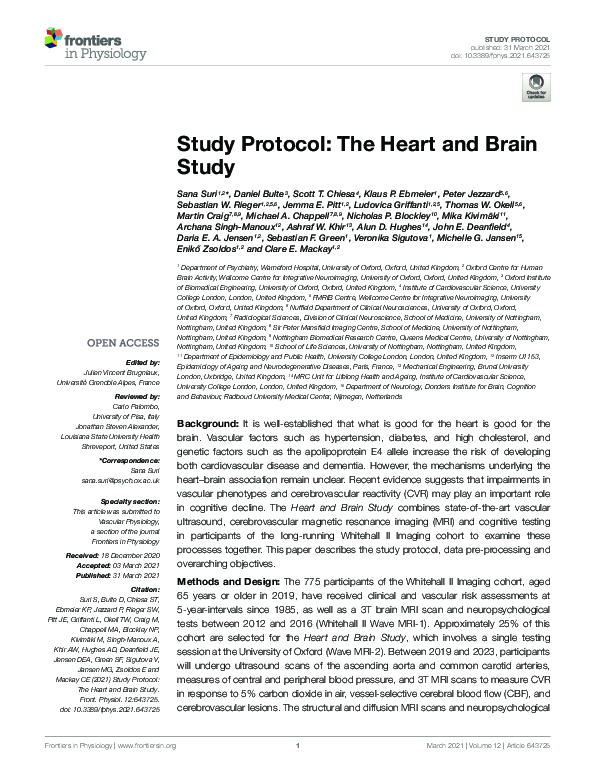 (PDF) Study Protocol: The Heart and Brain Study
