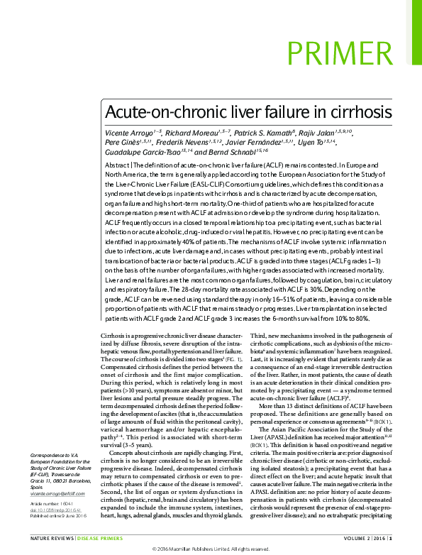 (PDF) Acute-on-chronic liver failure in cirrhosis