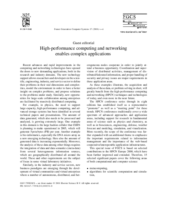 (PDF) High-performance computing and networking enables complex applications