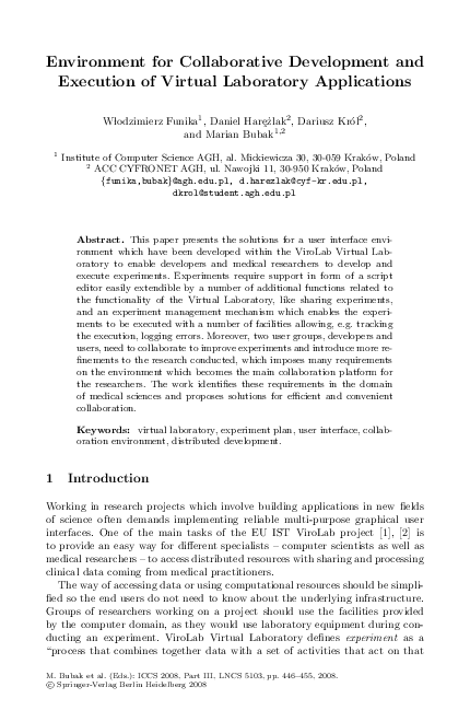 (PDF) Environment for Collaborative Development and Execution of Virtual Laboratory Applications