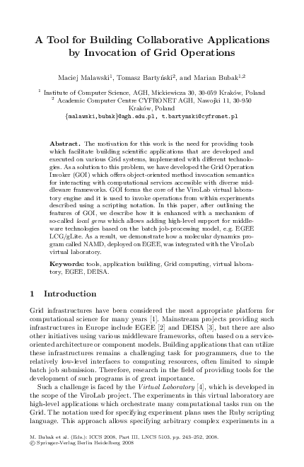 (PDF) A Tool for Building Collaborative Applications by Invocation of Grid Operations