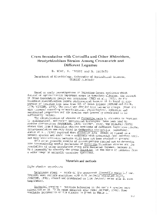 (PDF) Cross inoculation with Coronilla and other Rhizobium ...