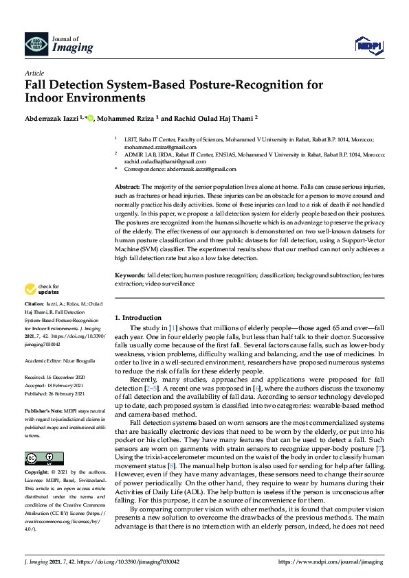 (PDF) Fall Detection System-Based Posture-Recognition for Indoor Environments