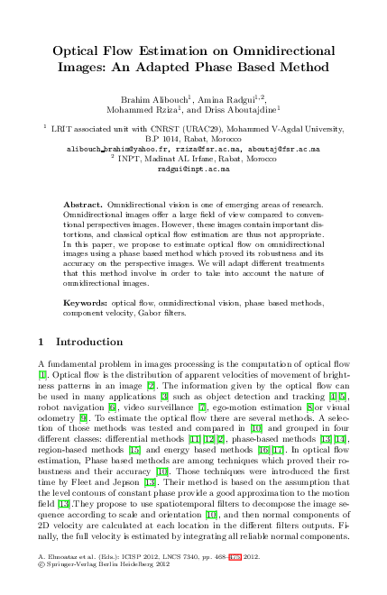 (PDF) Optical Flow Estimation on Omnidirectional Images: An Adapted Phase Based Method