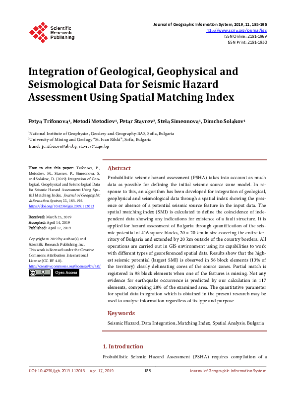 (PDF) Integration of Geological, Geophysical and Seismological Data for ...
