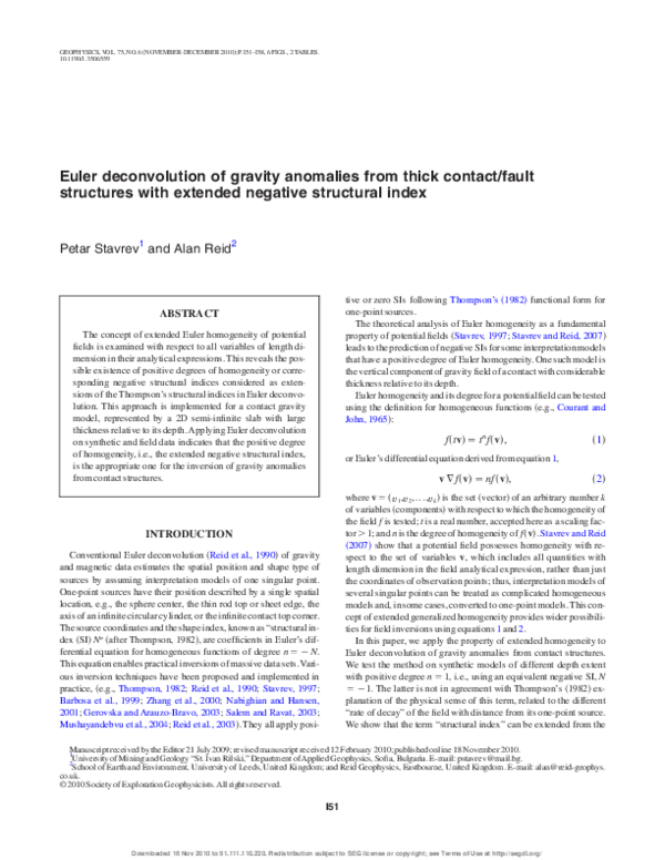 (PDF) Euler deconvolution of gravity anomalies from thick contact/fault structures with extended ...