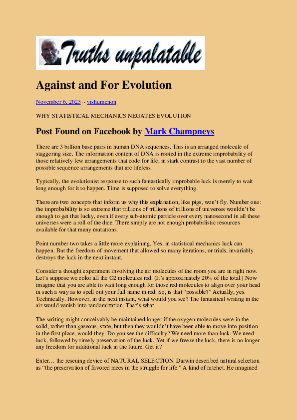 (PDF) Against and For Evolution