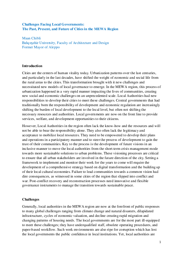 (PDF) Challenges Facing Local Governments: The Past, Present, and ...