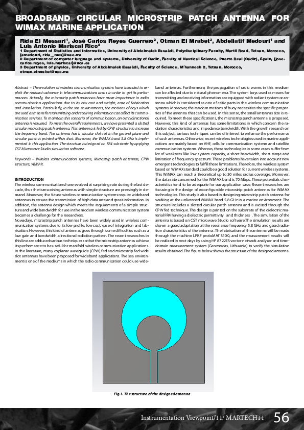 (PDF) Broadband circular microstrip patch antenna for wimax marine application