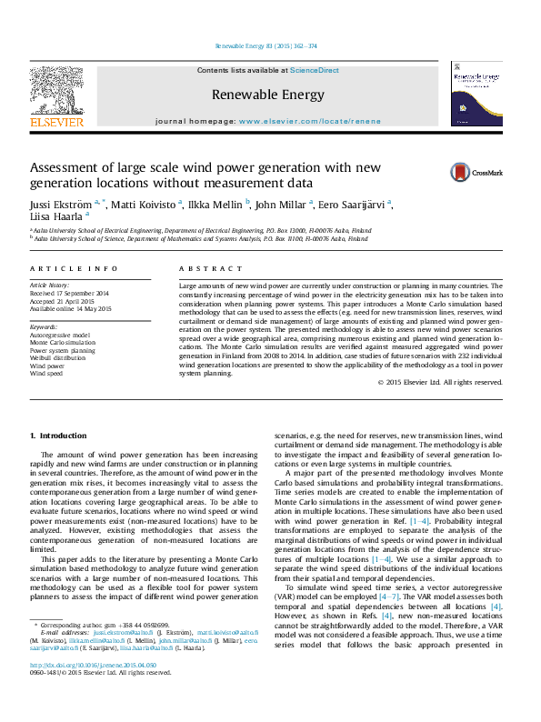(PDF) Assessment of large scale wind power generation with new ...