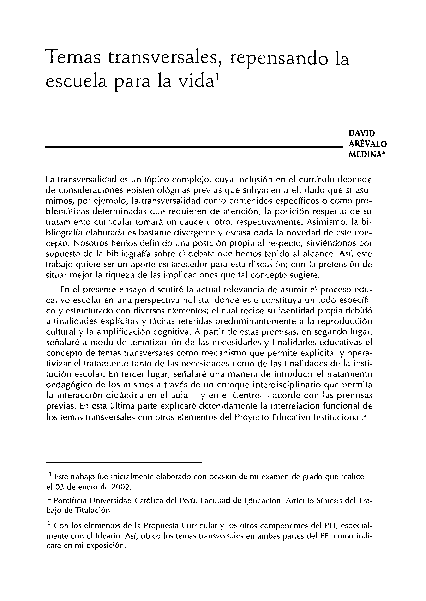 (PDF) Temas transversales, repensando la escuela para la vida