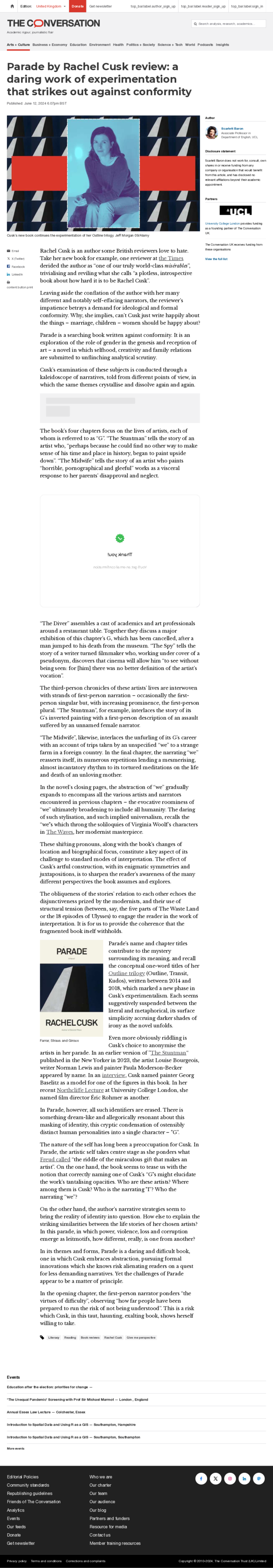 (PDF) Parade by Rachel Cusk review: a daring work of experimentation ...