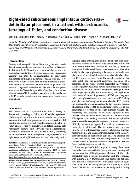 (PDF) Right-sided subcutaneous implantable cardioverter-defibrillator ...