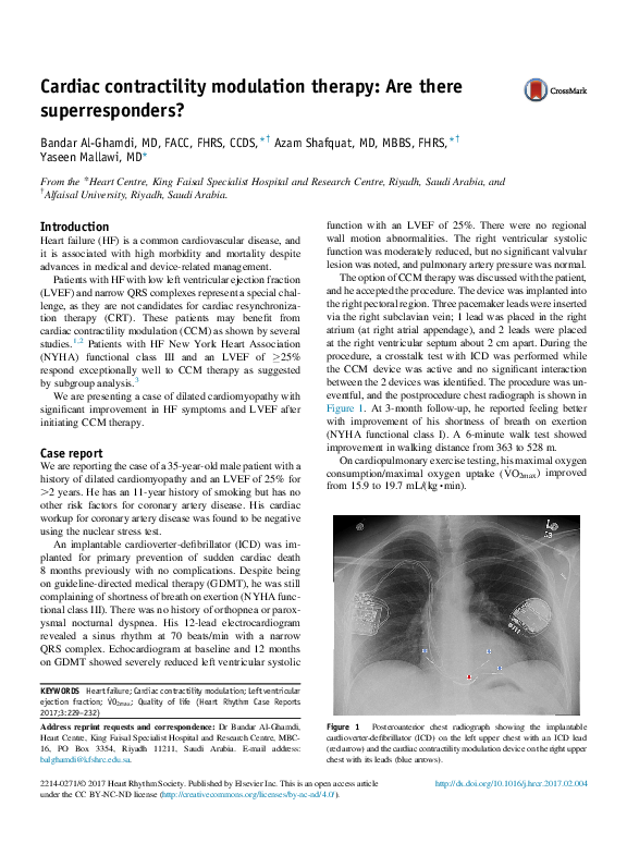 (PDF) Cardiac contractility modulation therapy: Are there superresponders?