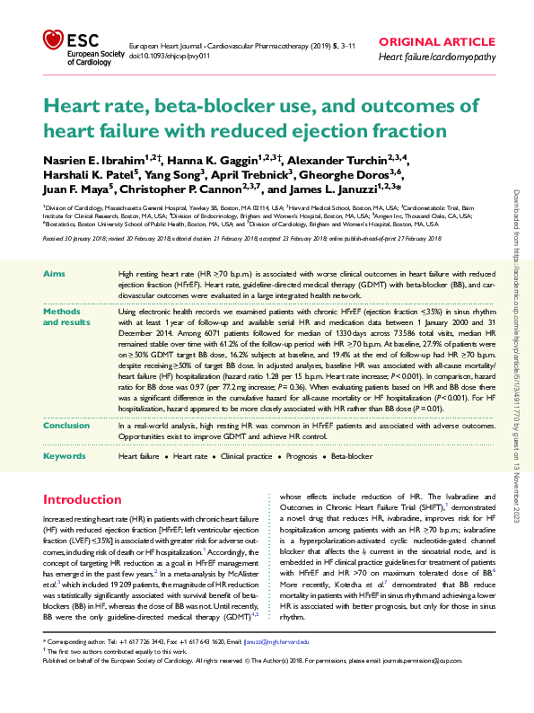 (PDF) Heart rate, beta-blocker use, and outcomes of heart failure with ...