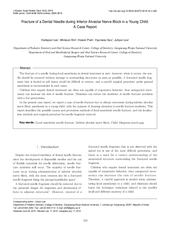 (PDF) Fracture of a Dental Needle during Inferior Alveolar Nerve Block ...