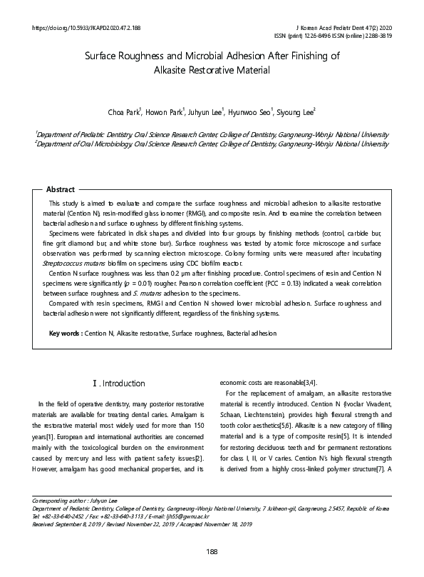 (PDF) Surface Roughness and Microbial Adhesion After Finishing of Alkasite Restorative Material
