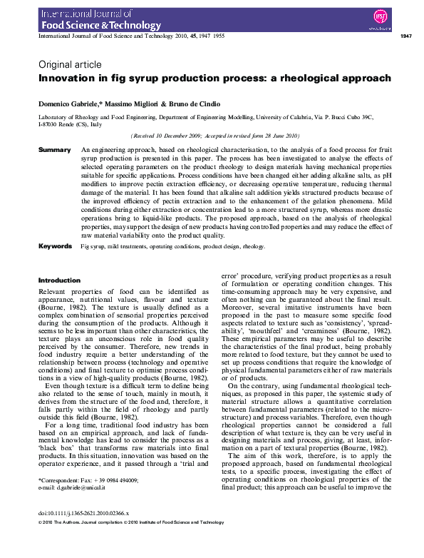 (PDF) Original article: Innovation in fig syrup production process: a ...