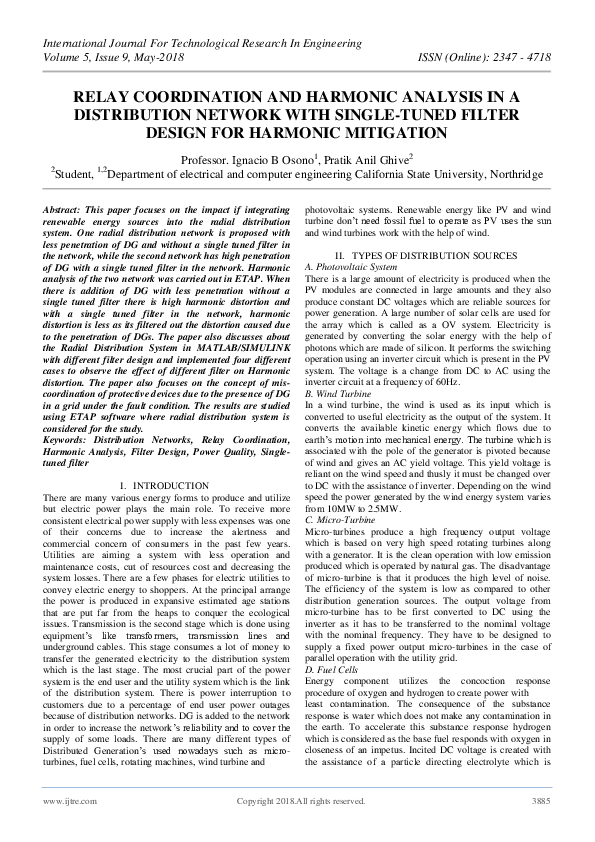 (PDF) Relay Coordination and Harmonic Analysis in a Distribution Network with Single-Tuned ...