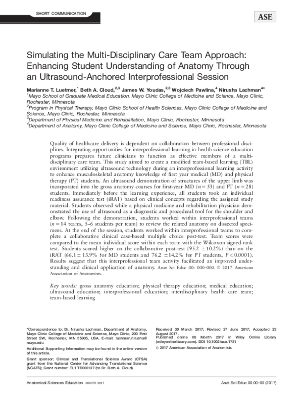 (PDF) Simulating the Multi‐Disciplinary Care Team Approach: Enhancing ...