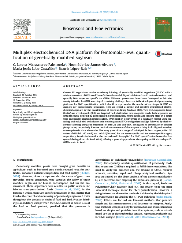 (PDF) Multiplex electrochemical DNA platform for femtomolar-level quantification of genetically ...
