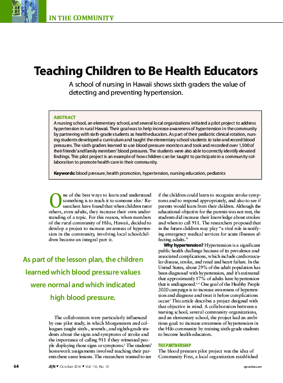 (PDF) Teaching Children to Be Health Educators
