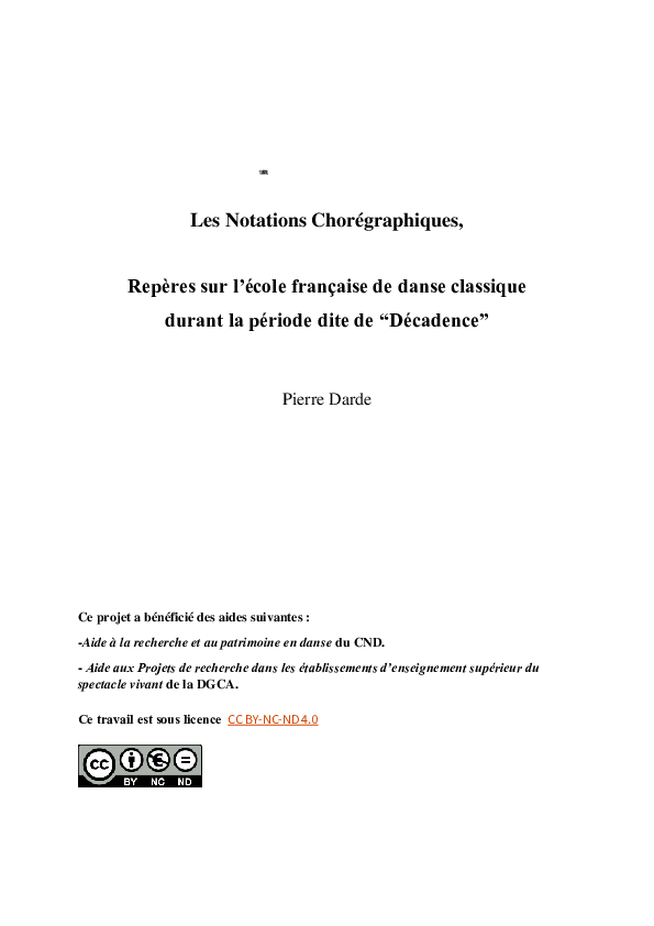 (PDF) Les Notations Chorégraphiques, repères sur l'école française de ...