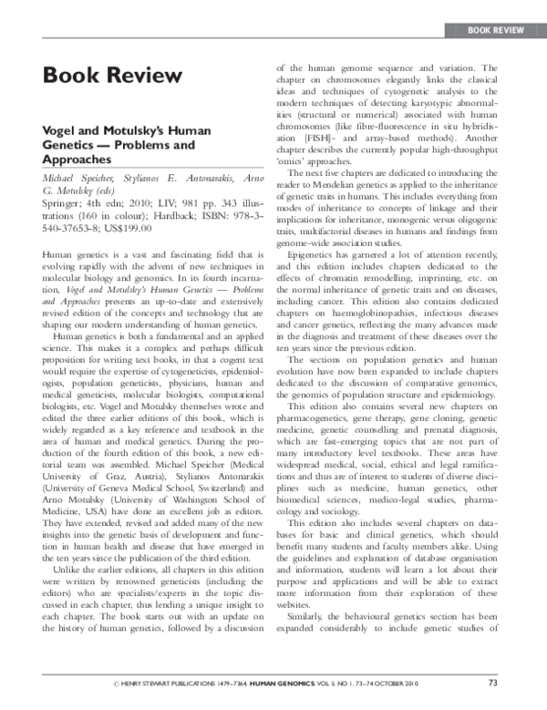 (PDF) Vogel and Motulsky's human genetics--problems and approaches
