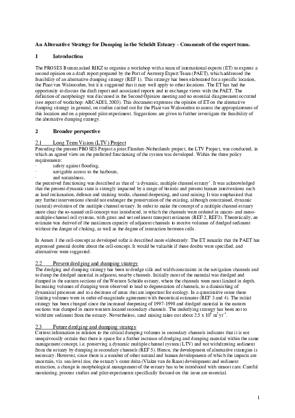 (PDF) An Alternative Strategy for Dumping in the Scheldt Estuary ...