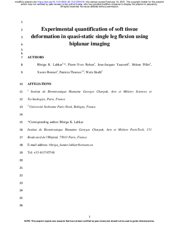 (PDF) Experimental quantification of soft tissue deformation in quasi ...