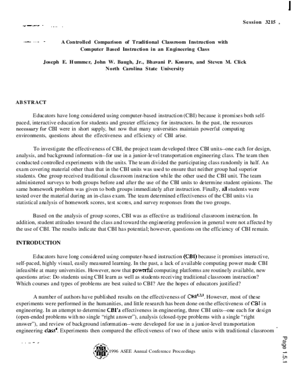 (PDF) A Controlled Comparison Of Traditional Classroom Instruction With ...