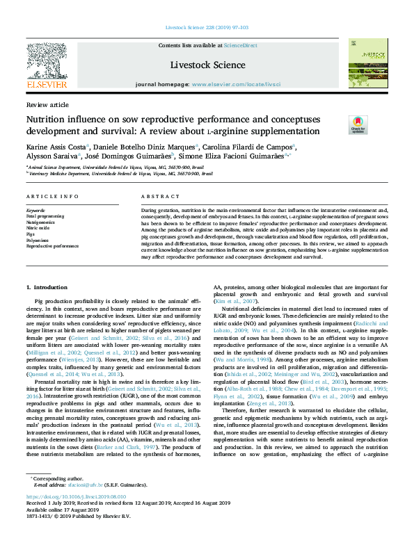 (PDF) Nutrition influence on sow reproductive performance and conceptuses development and ...