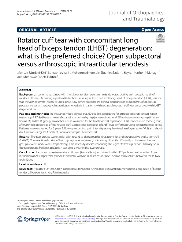 (PDF) Rotator cuff tear with concomitant long head of biceps tendon ...