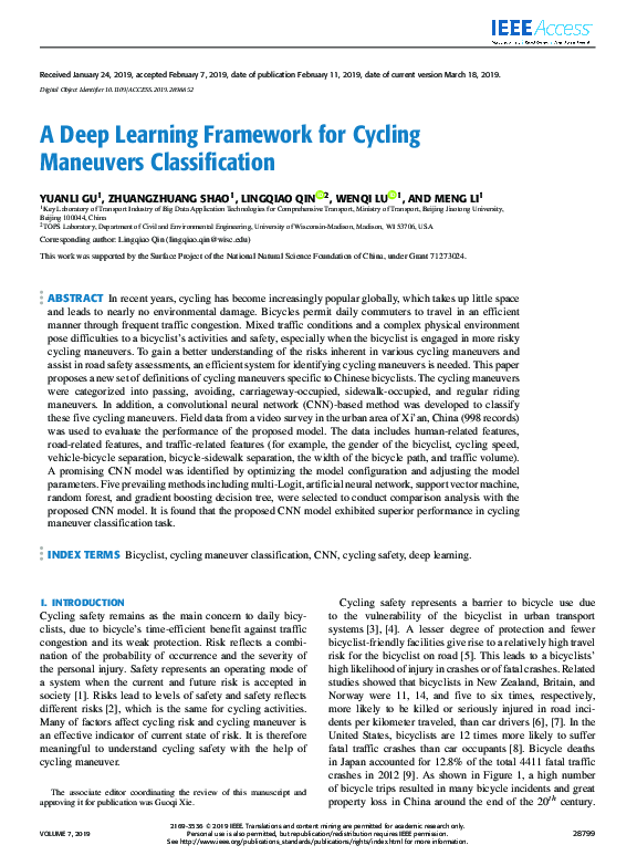 (PDF) A Deep Learning Framework for Cycling Maneuvers Classification
