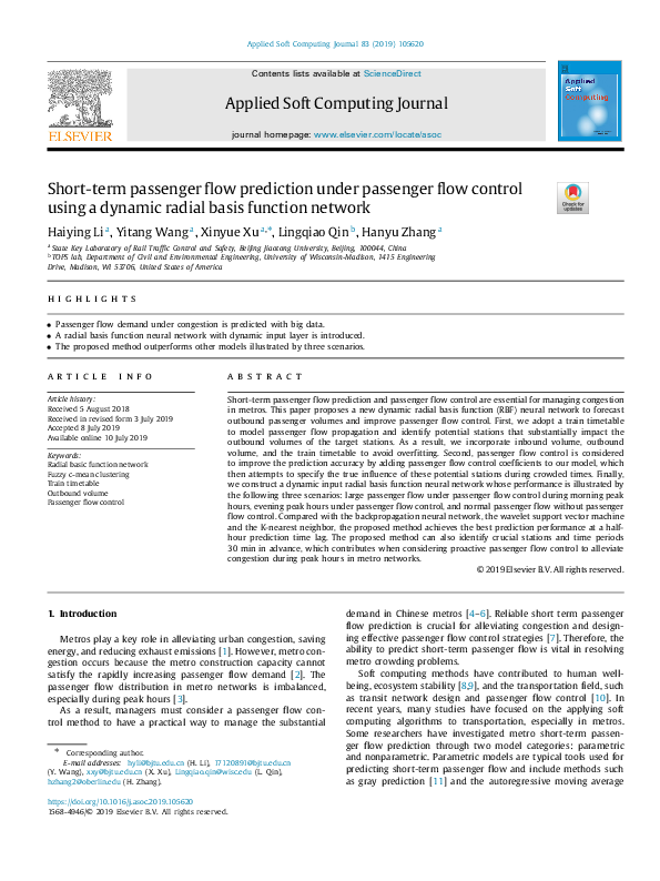 Pdf Short Term Passenger Flow Prediction Under Passenger Flow Control Using A Dynamic Radial
