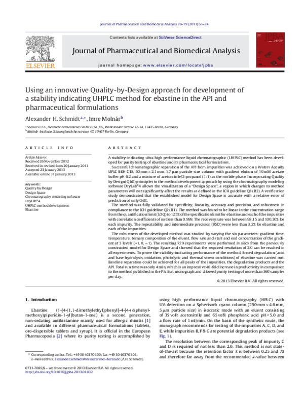 (PDF) Using an innovative Quality-by-Design approach for development of a stability indicating ...