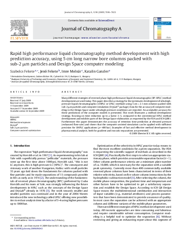 Pdf Rapid High Performance Liquid Chromatography Method Development With High Prediction