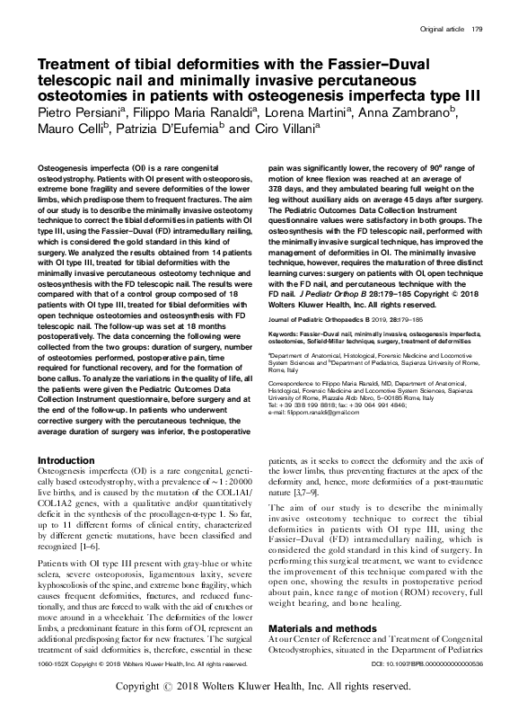(PDF) Treatment of tibial deformities with the Fassier–Duval telescopic ...