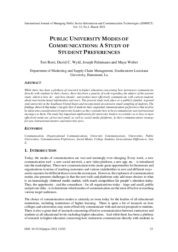 (PDF) Public University Modes of Communications: A Study of Student ...